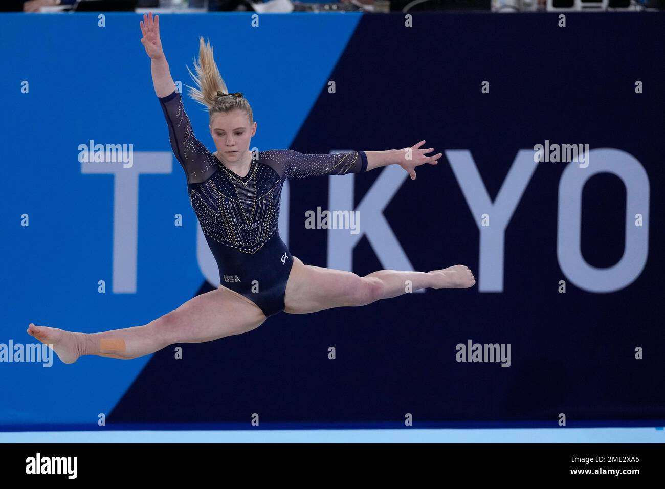 Jade Carey, of the United States, performs on the floor during the ...
