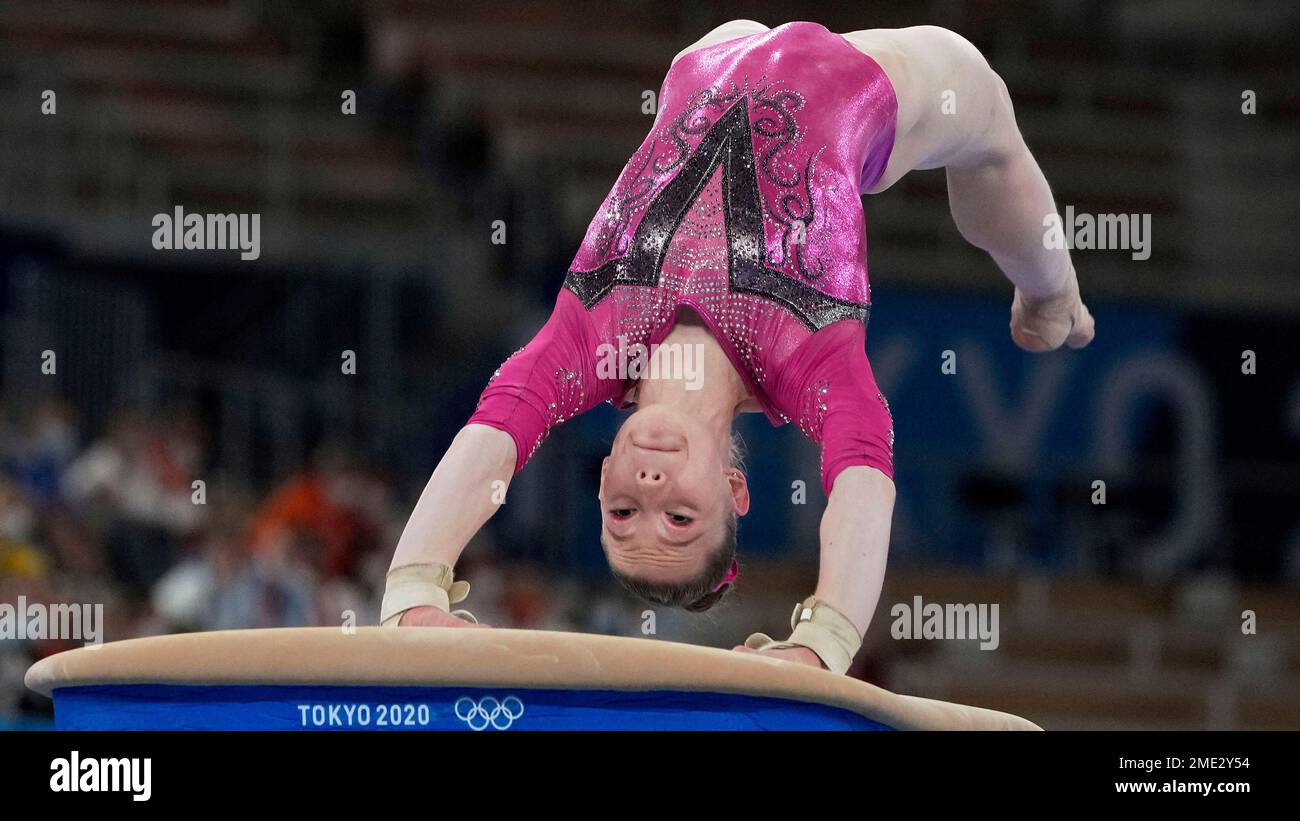 Vladislava Urazova, of the Russian Olympic Committee, performs on the ...