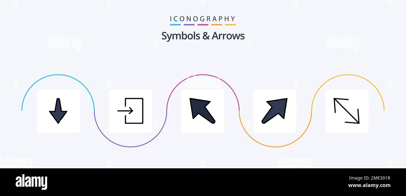 Symbols and Arrows Line Filled Flat 5 Icon Pack Including . arrow ...