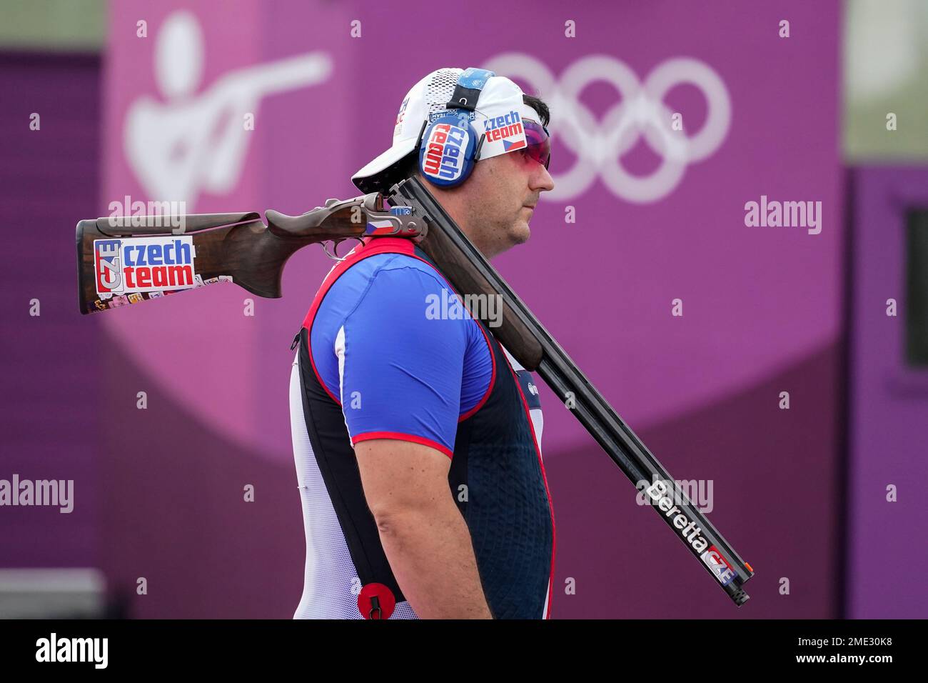 Jiri Liptak, of Czech Republic, competes in the men's trap at the Asaka ...
