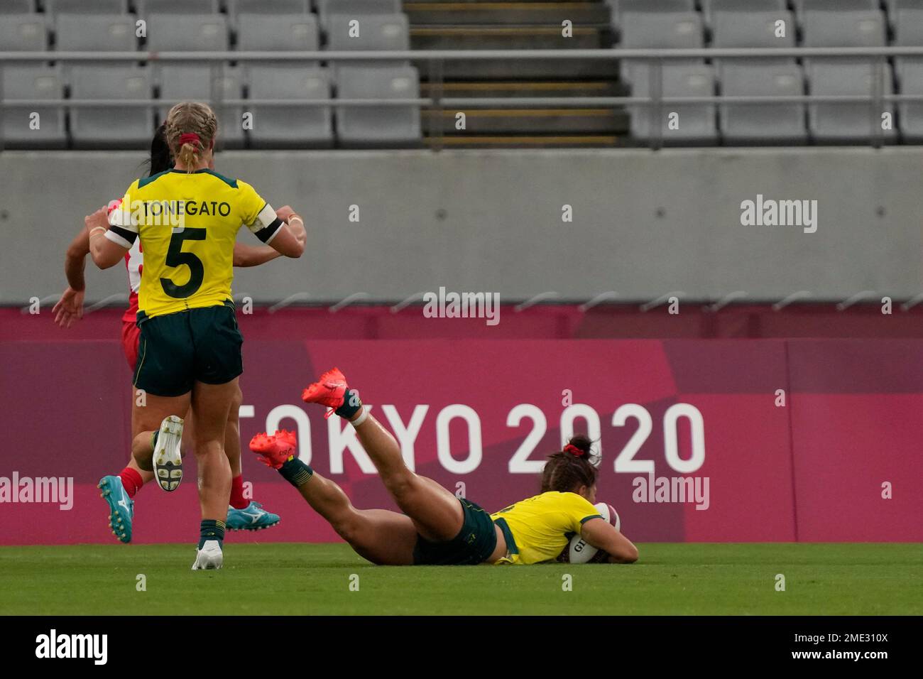 Australia's Madison Ashby, right, scores a try in Australia's women's ...