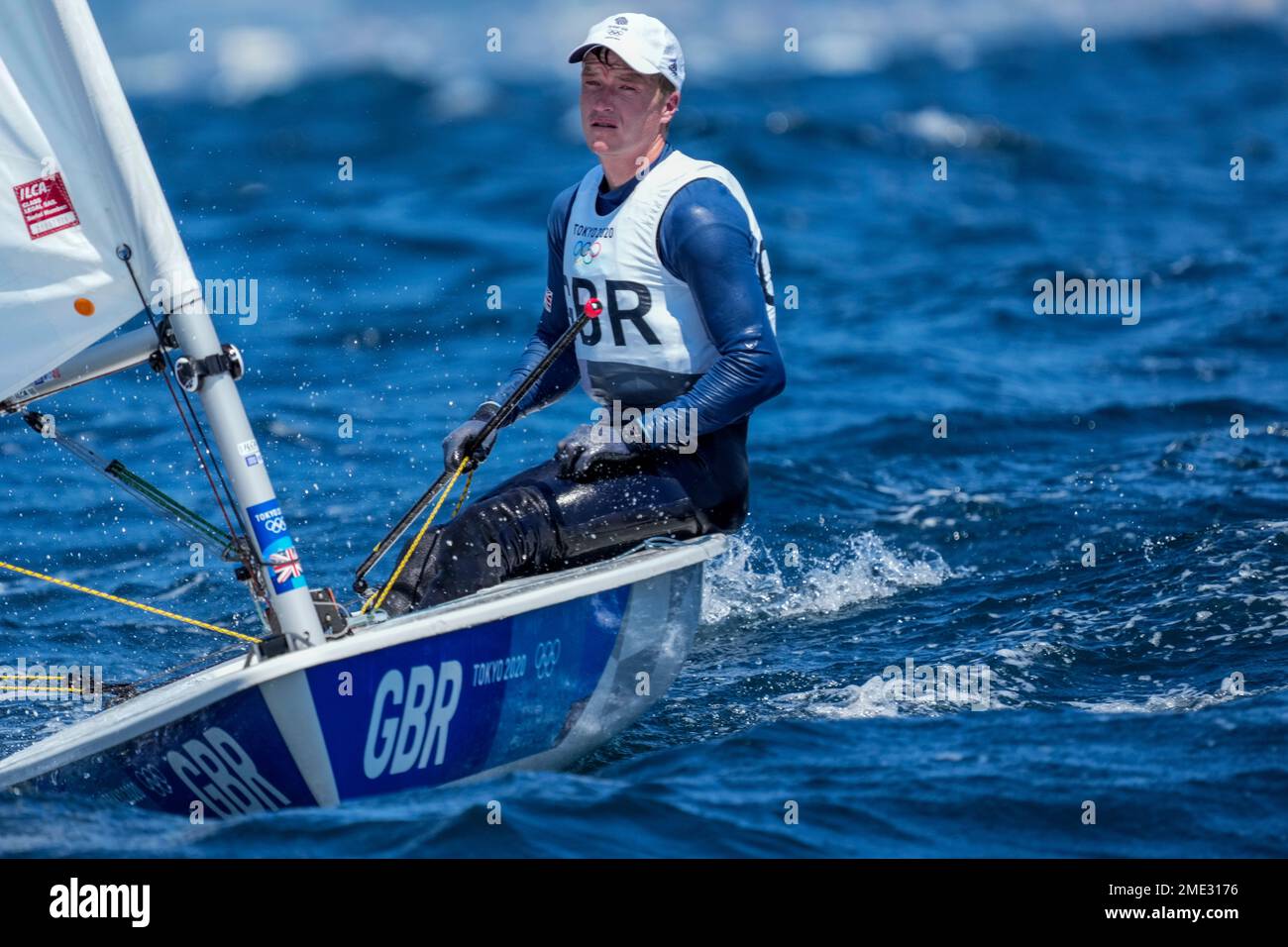 Great Britain's Elliot Hanson competes during the laser men race at the ...