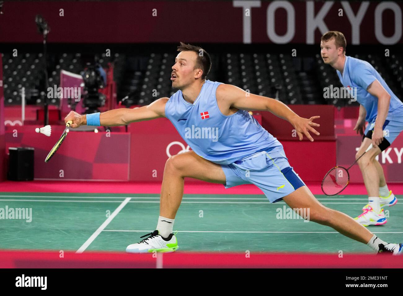 Denmark's Kim Astrup, right, and Anders Skaarup Rasmussen play against ...