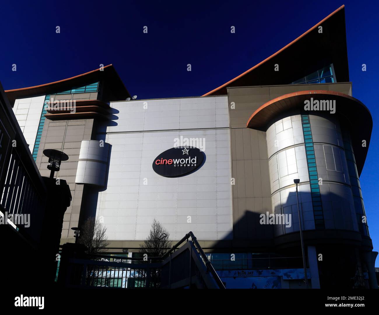CineWorld cinema building side view with logo. Cardiff City Centre ...