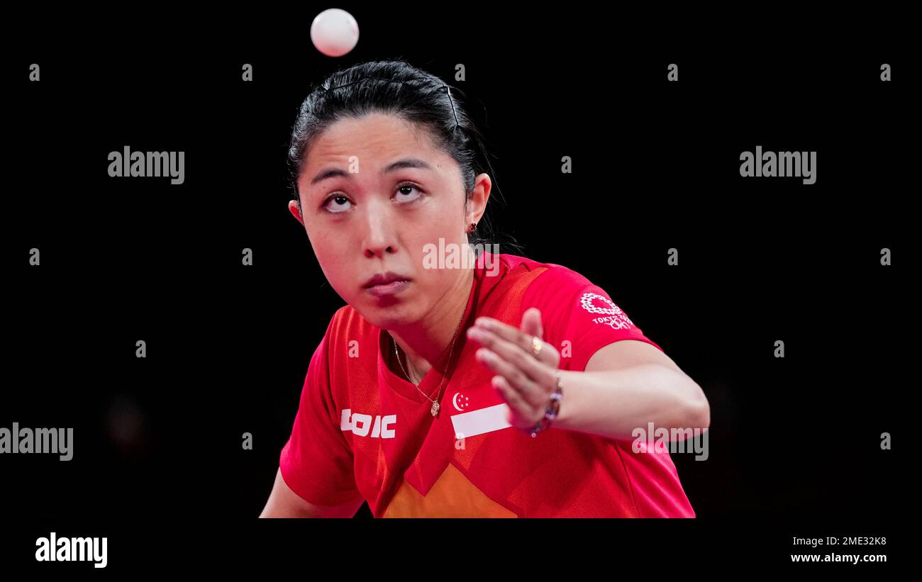 Singapore's Yu Mengyu competes against China's Chen Meng during the ...