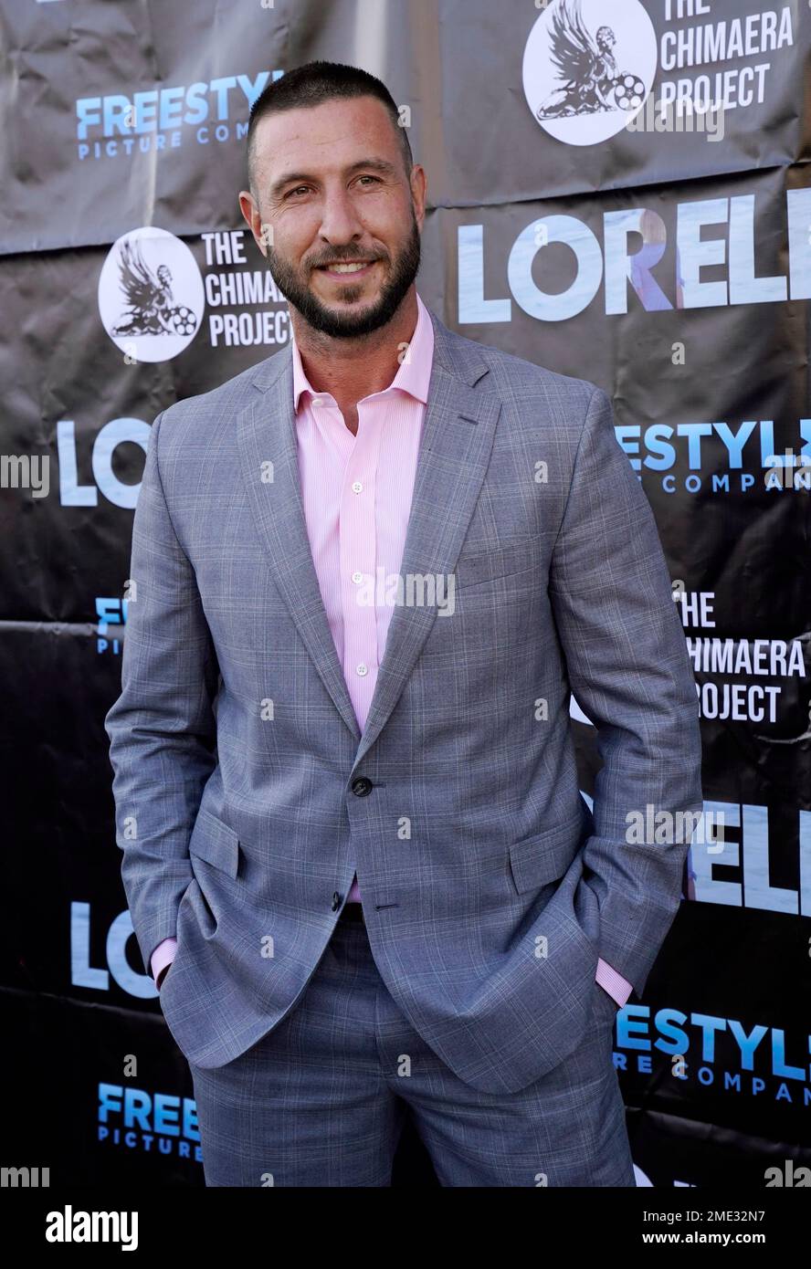 Pablo Schreiber, a cast member in "Lorelei," poses at the Los Angeles ...