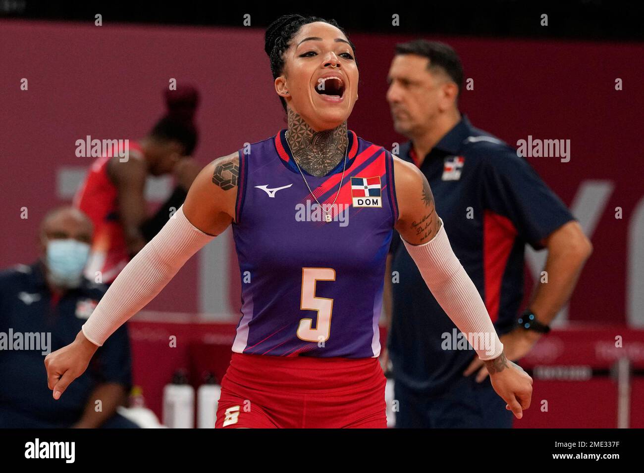 Dominican Republic's Brenda Castillo celebrates winning a point during ...