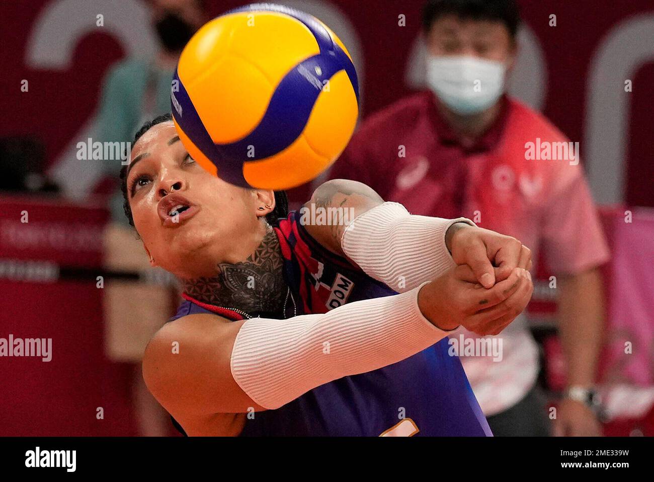 Dominican Republic's Brenda Castillo returns the ball during the women ...