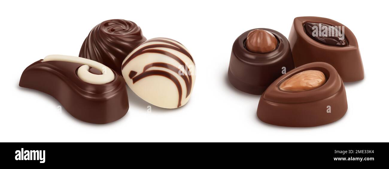 Chocolate candy isolated on white background with full depth of field ...