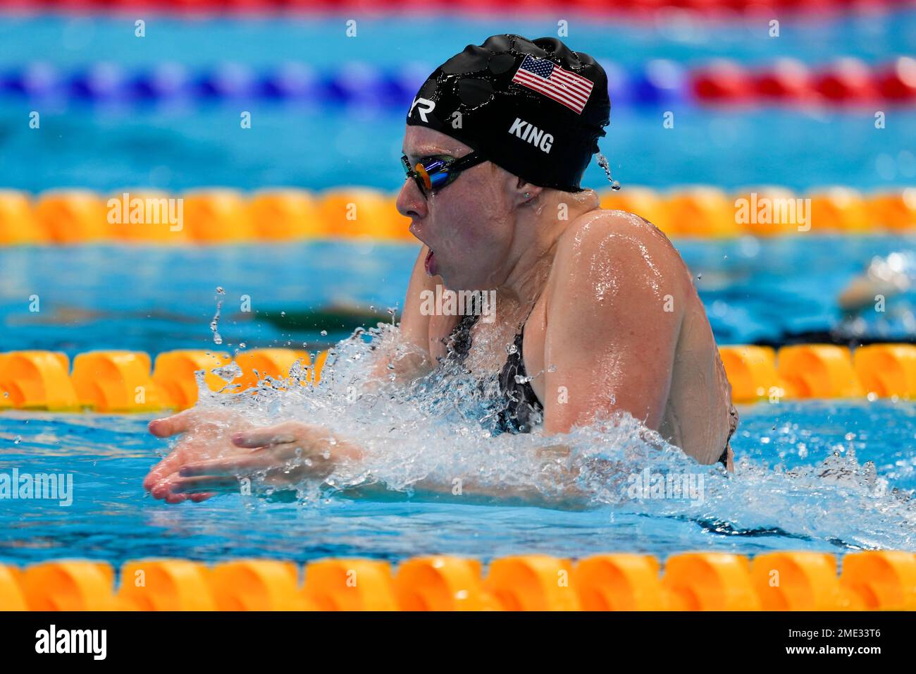 Lilly King, of the United States, swims in a women's 200-meter ...