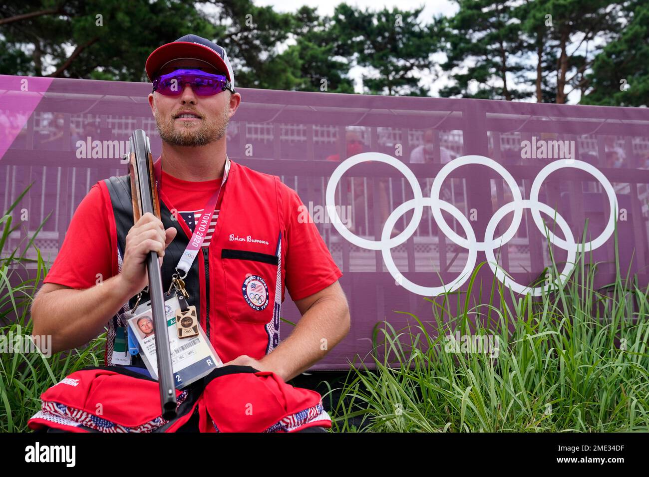Brian Burrows, of the United States, pauses before he competes in the ...