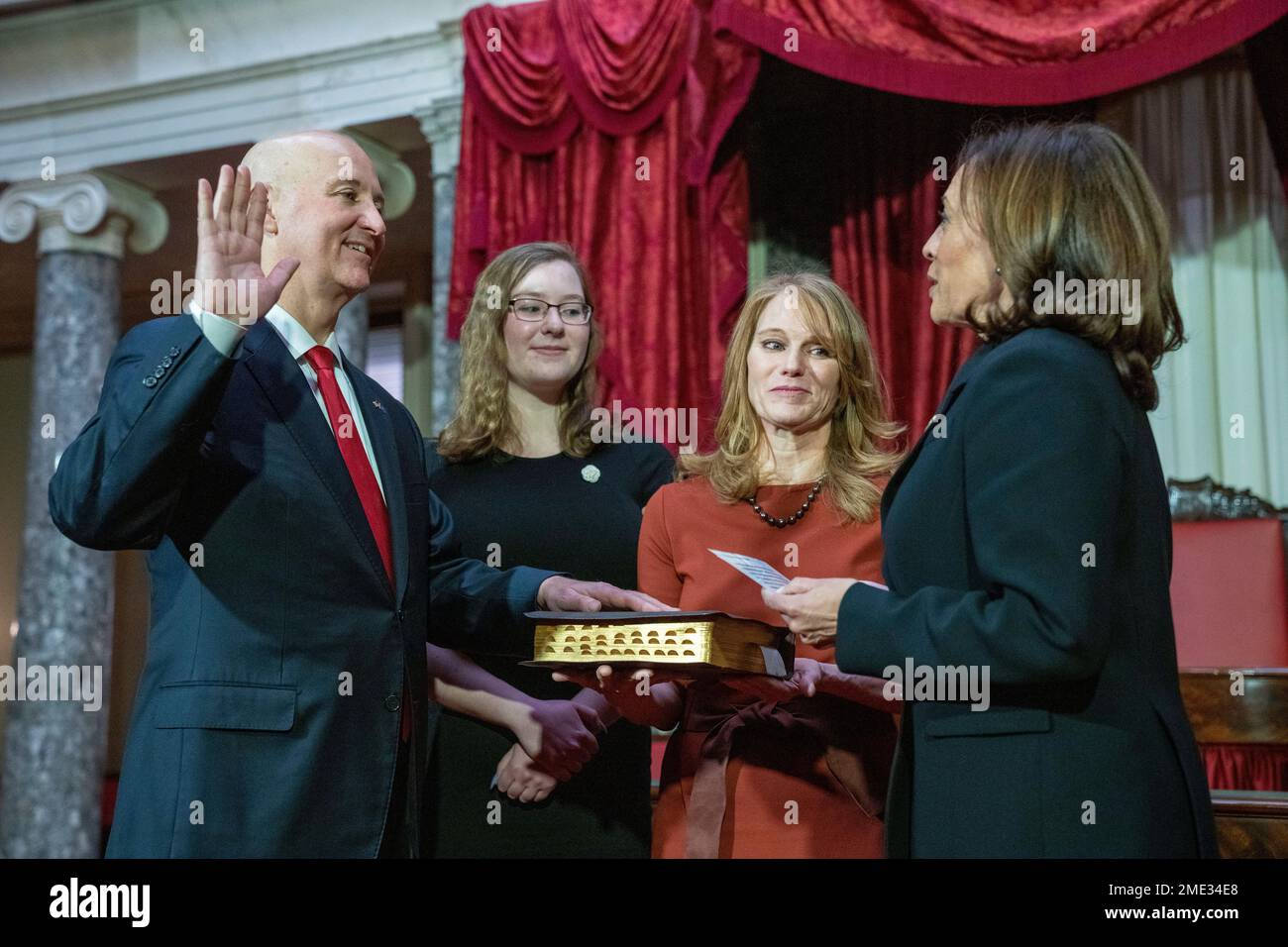 Vice President Kamala Harris participates in a ceremonial swearing-in ...