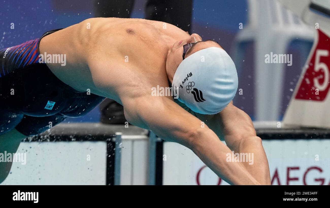 Evgeny Rylov, of the Russian Olympic Committee, swims in a men's 200 ...