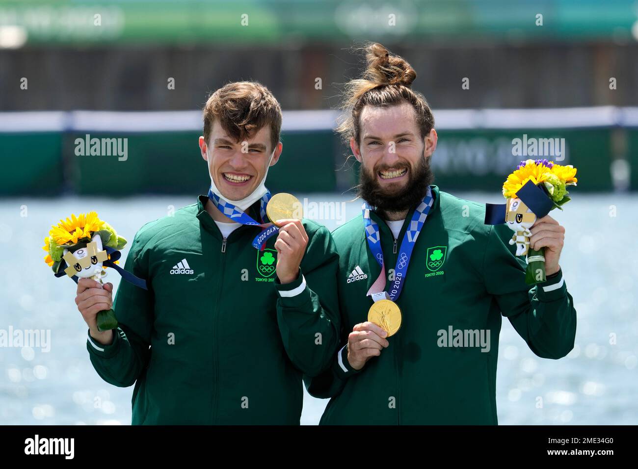 Gold medalists Fintan Mc Carthy and Paul O'Donovan of Ireland celebrate ...