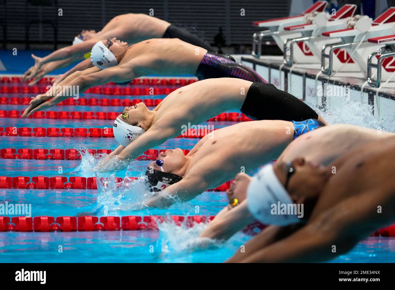 Evgeny Rylov, of the Russian Olympic Committee, swims in a men's 200 ...