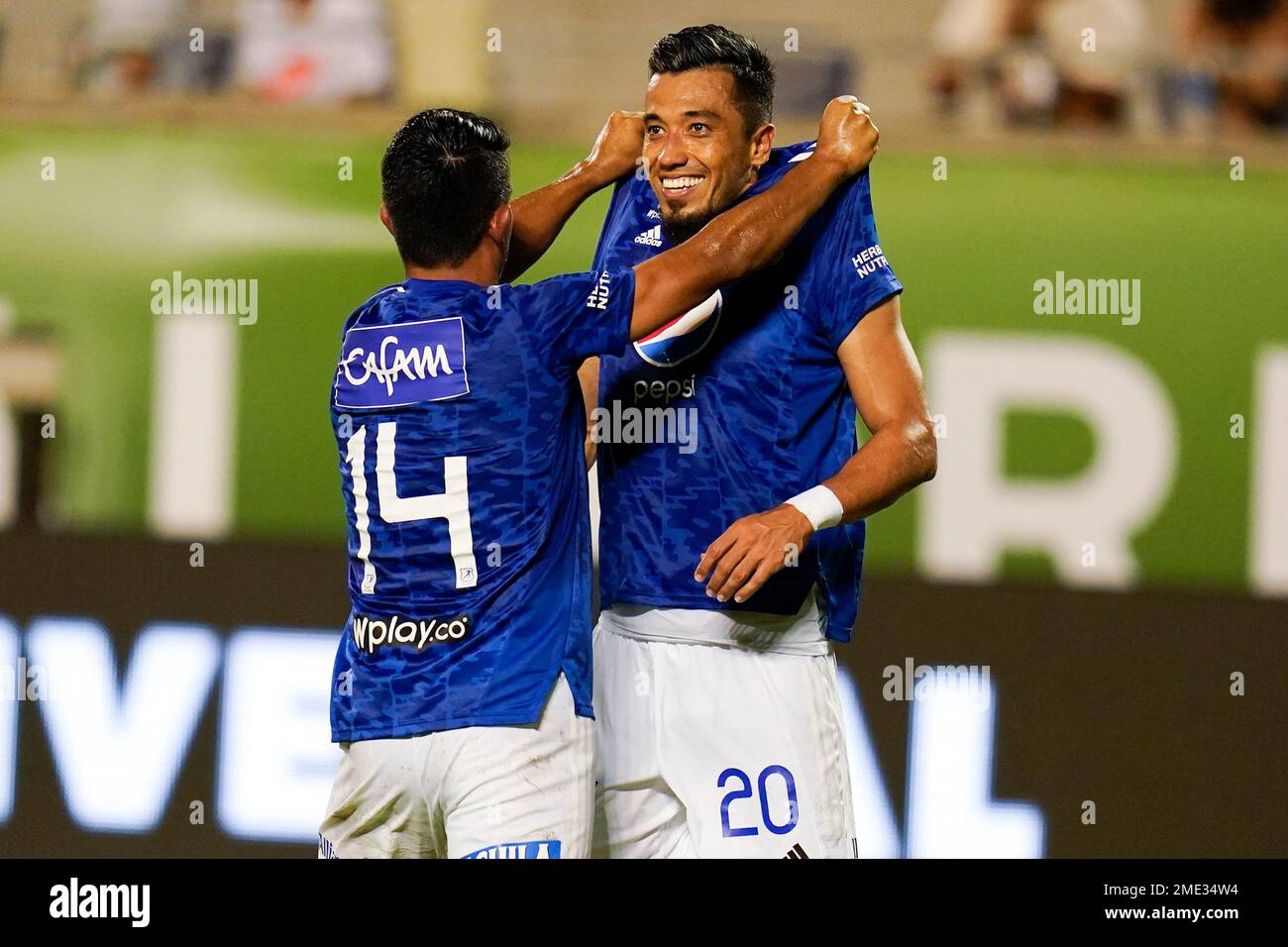 Millonarios FC midfielder David Silva (14) celebrates his goal against ...