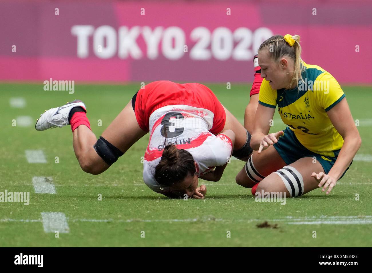 Australia's Maddison Levi, right, collides with Japan's Miyu Shirako in ...