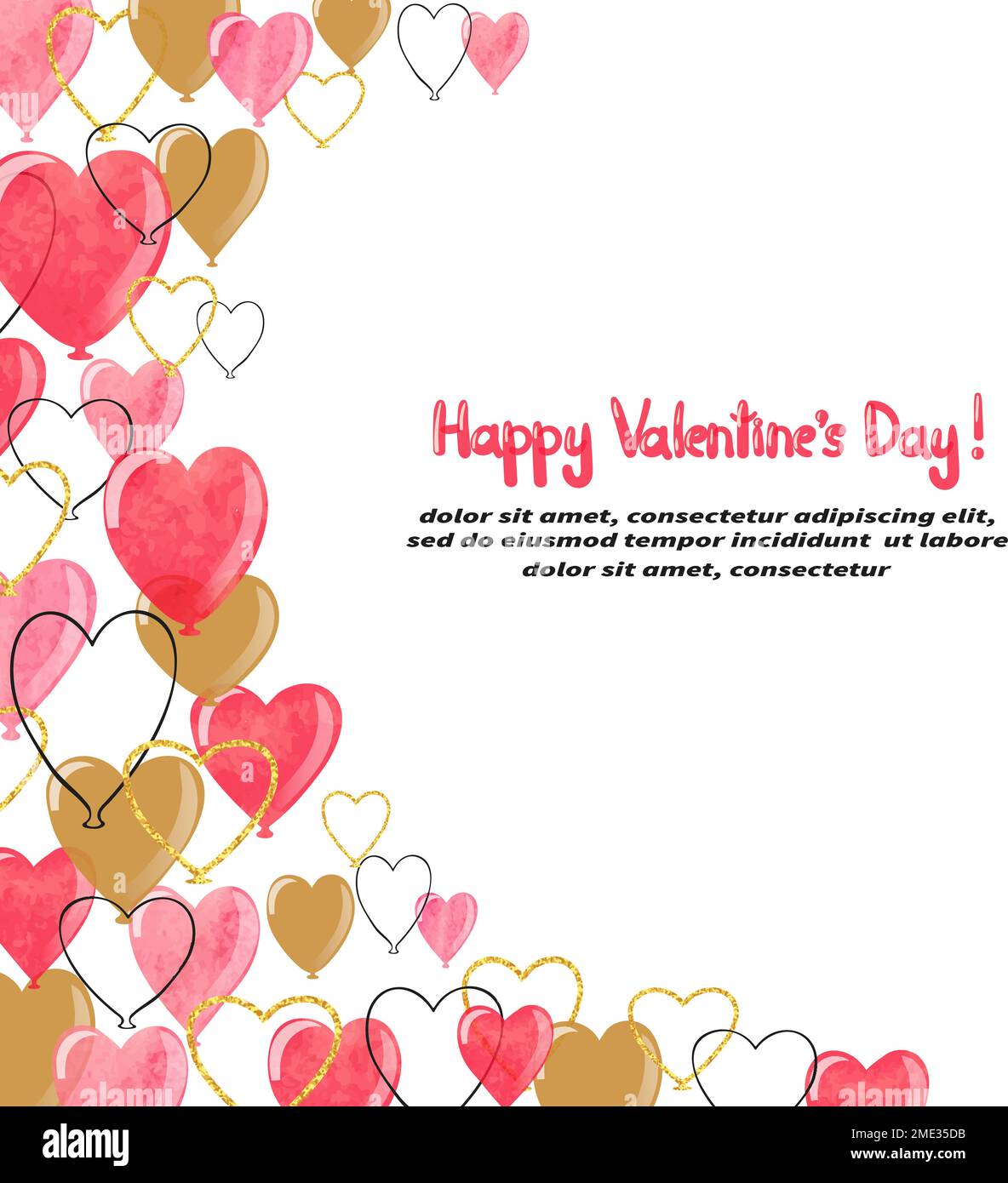 Bright watercolor hearts border hi-res stock photography and images - Alamy