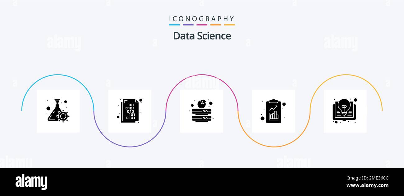 Data Science Glyph 5 Icon Pack Including book. report. backup. check ...