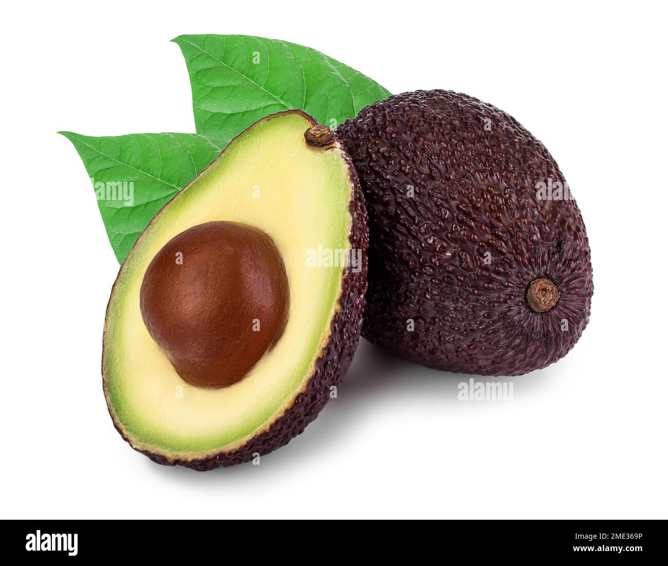 avocado and half isolated on white background Stock Photo - Alamy