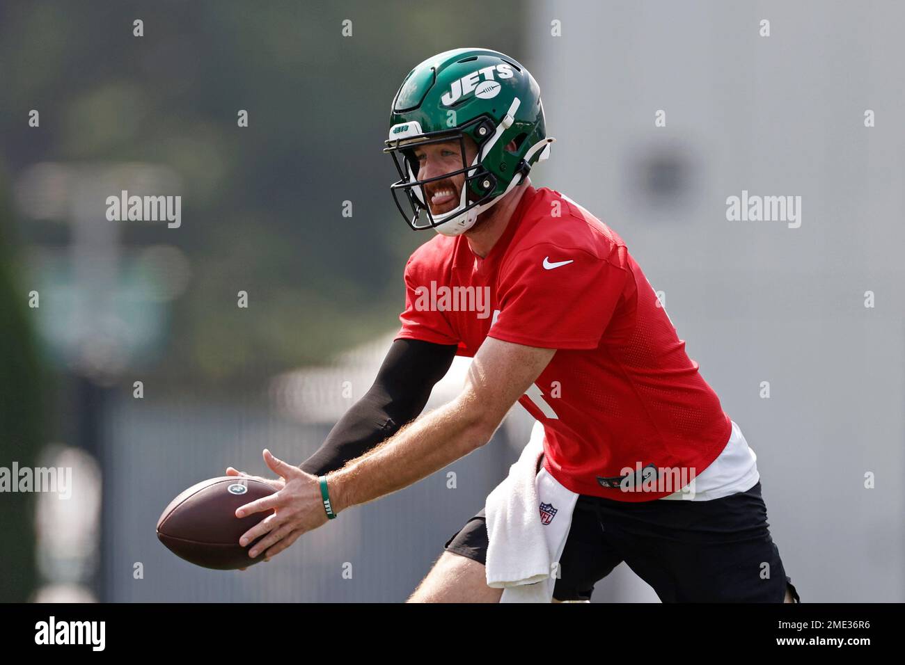 New York Jets quarterback James Morgan (4) during NFL football practice ...