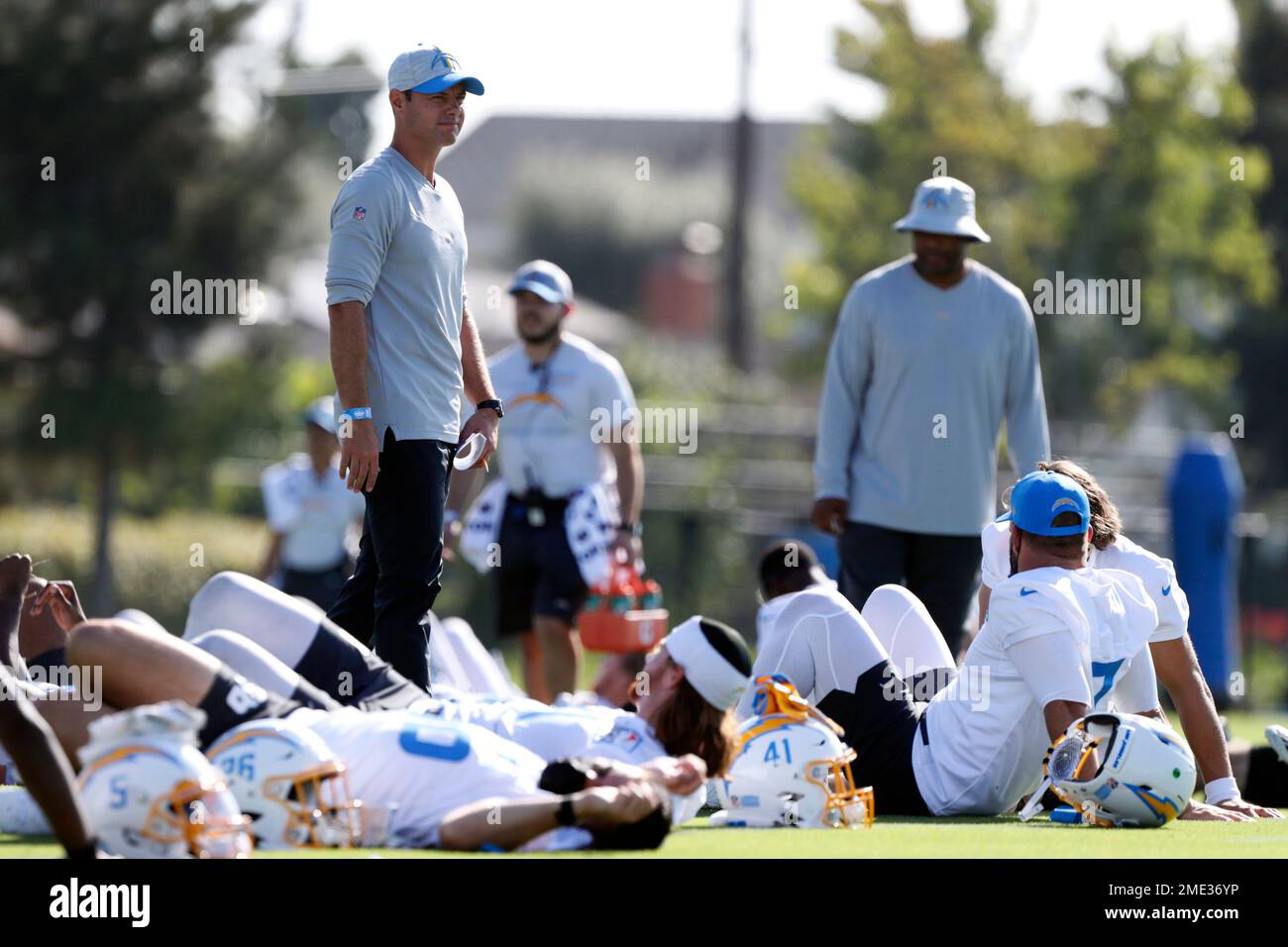 Los Angeles Chargers head coach Brandon Staley walks on the field ...
