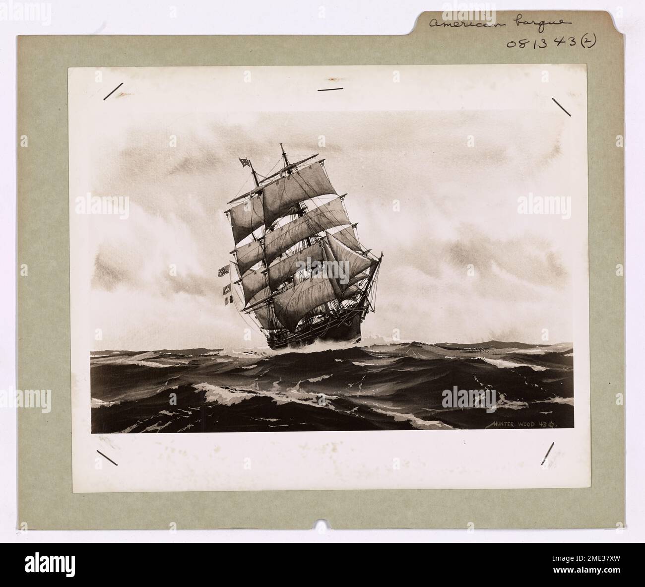 This watercolor painting by Chief Boatswain's Mate Hunter Wood, a U.S ...