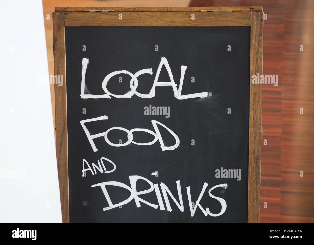 local food and drinks pub blackboard sign Stock Photo - Alamy