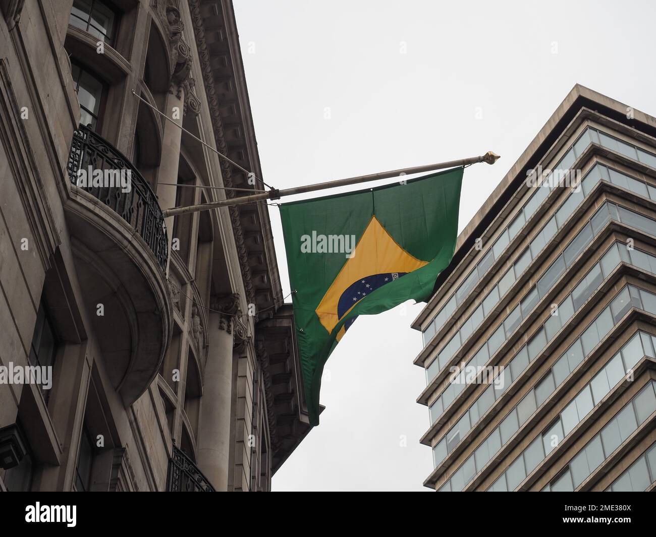Brazilian flag at Embassy of Brazil in London, UK Stock Photo - Alamy
