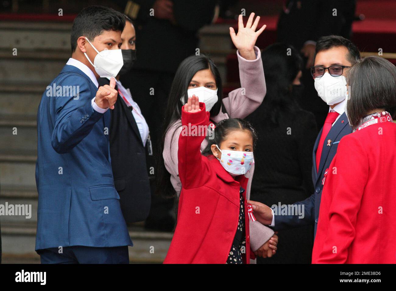 President-elect Pedro Castillo's son Arnold, daughter Alondra, front ...