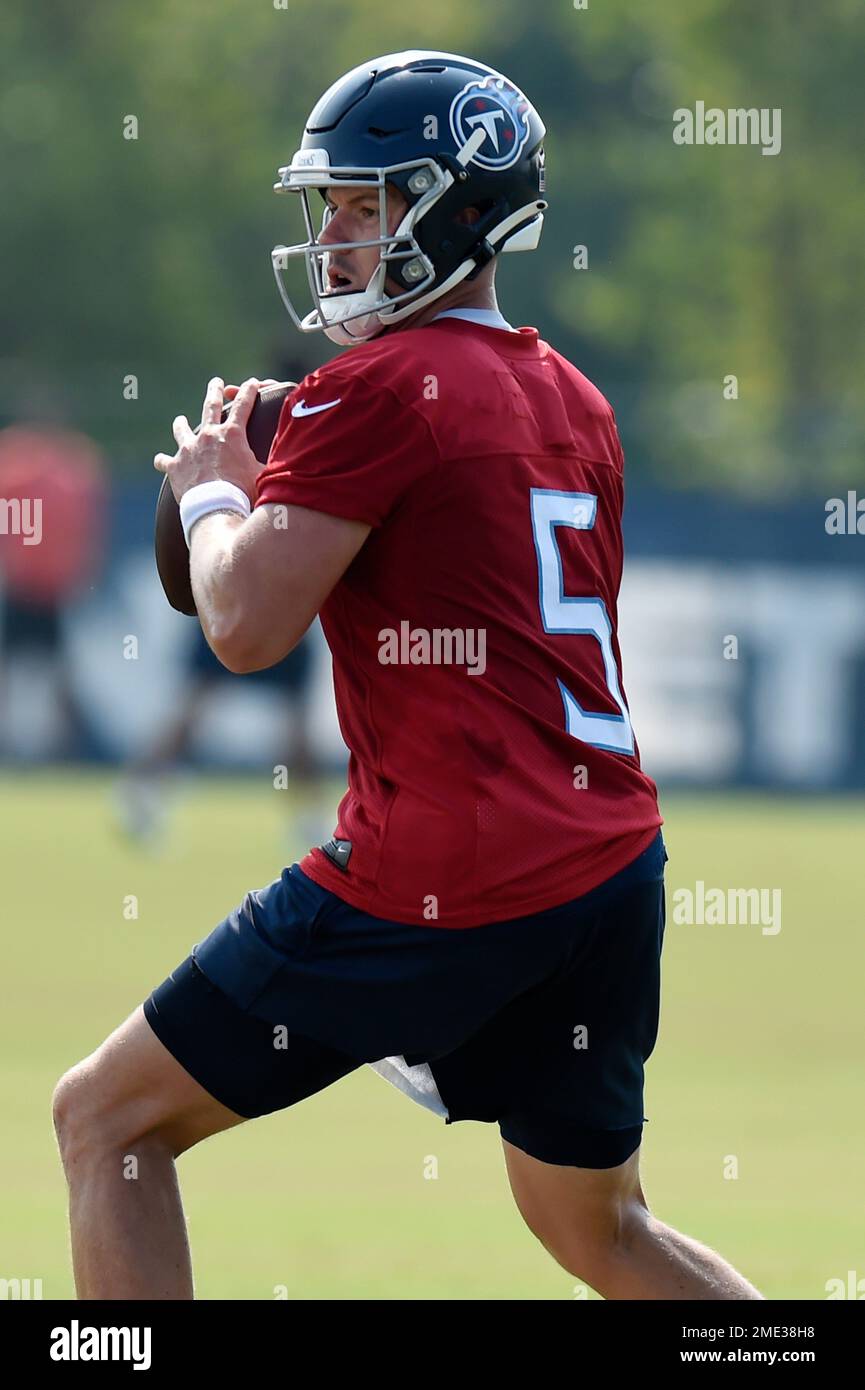 Tennessee Titans quarterback Logan Woodside (5) during NFL football ...