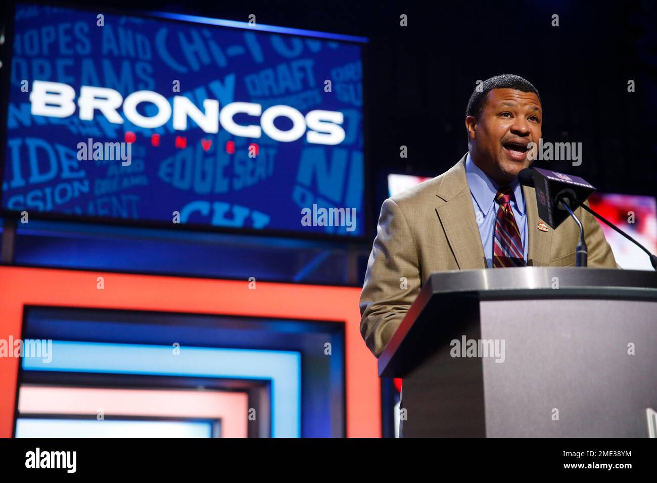 FILE - Former NFL player Steve Atwater announces that the Denver ...