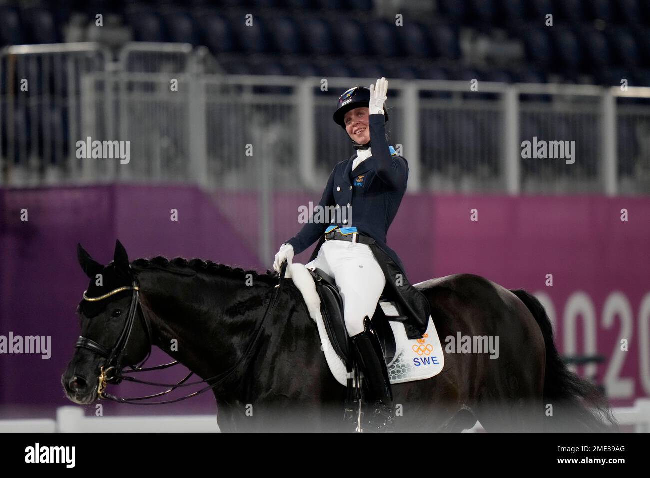 Sweden's Therese Nilshagen, riding Dante Weltino Old, reacts after ...
