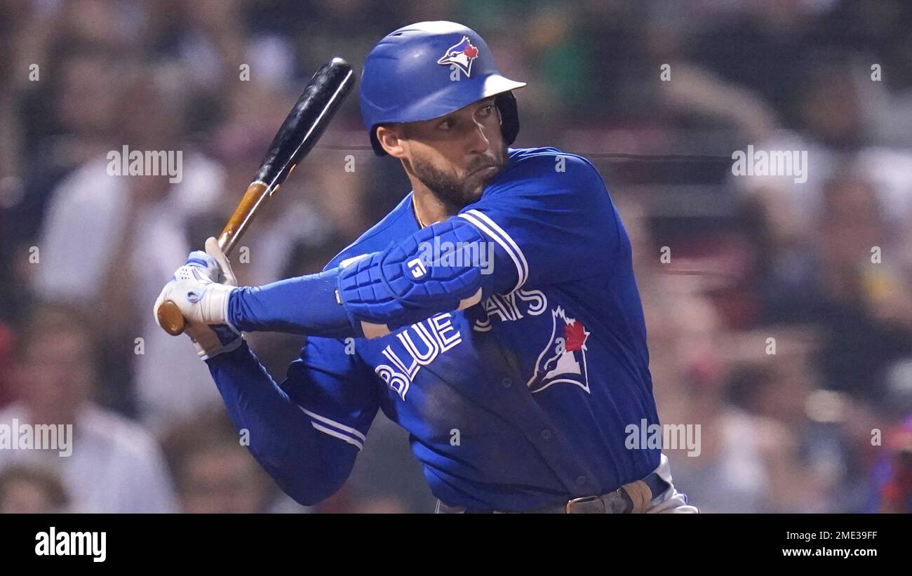 Toronto Blue Jays George Springer during a baseball game at Fenway Park ...