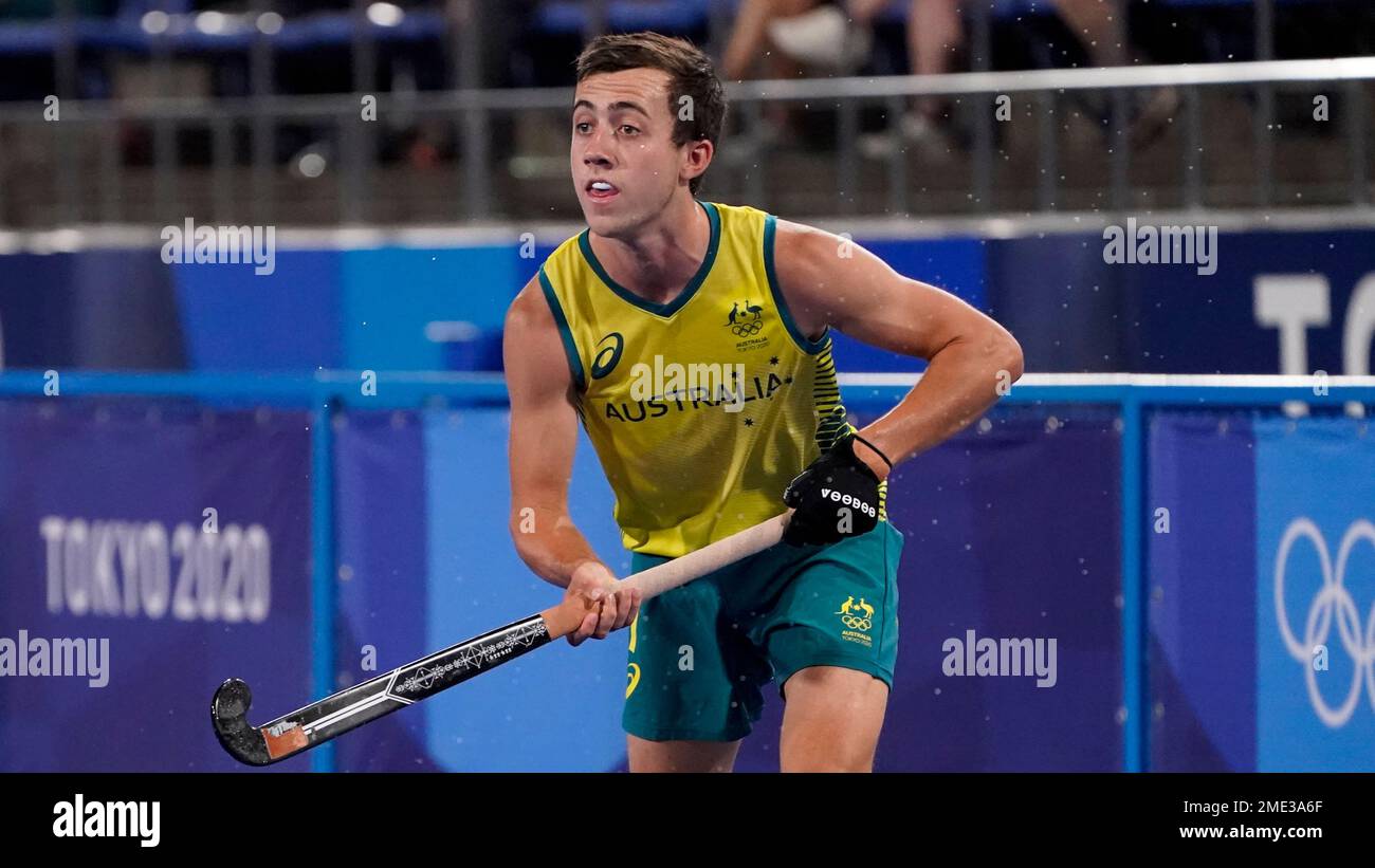 Australia's Lachlan Thomas Sharp watches his pass during a men's field ...