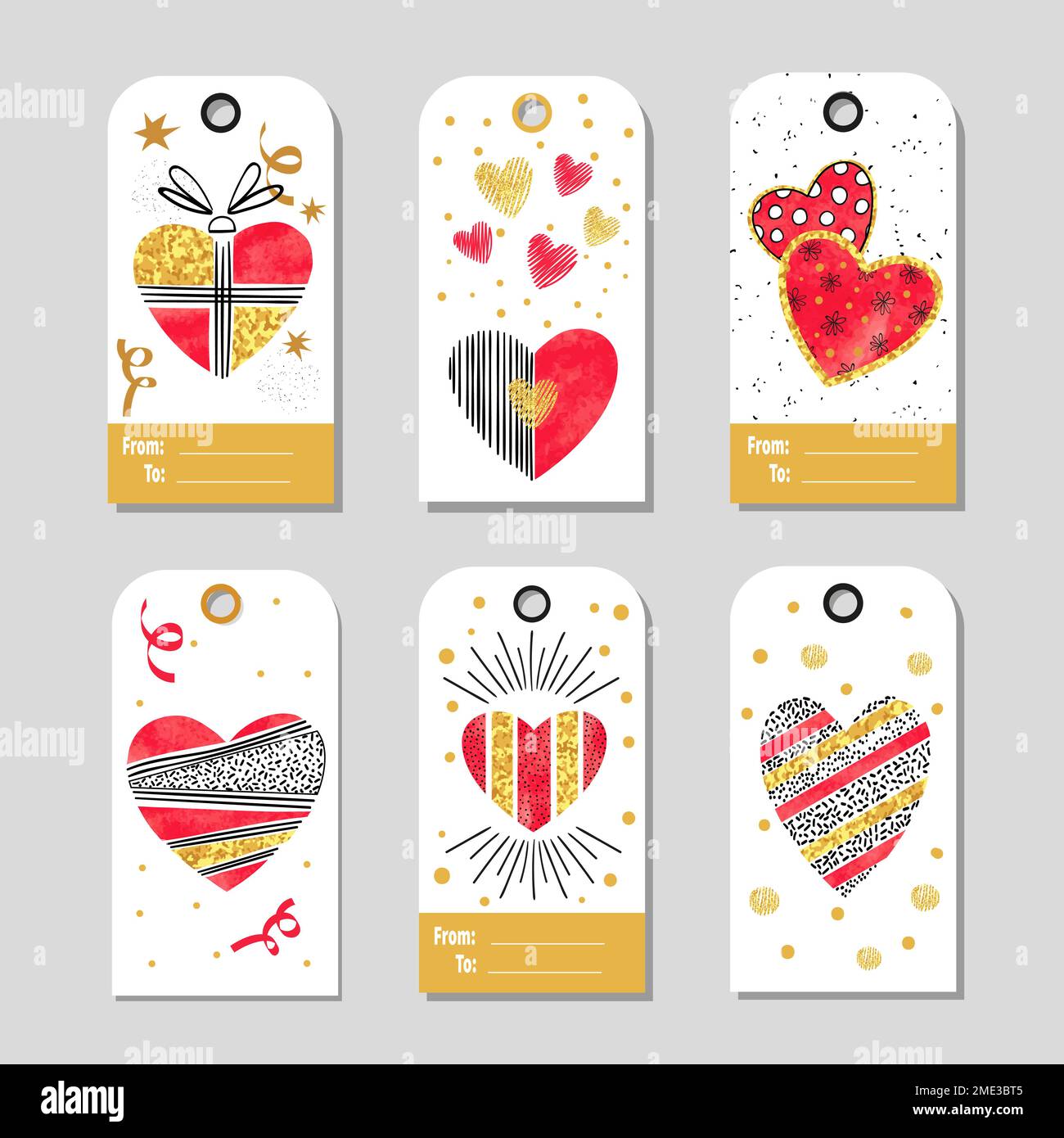 Set of Valentines Day gift tags with hearts. Vector illustration Stock ...