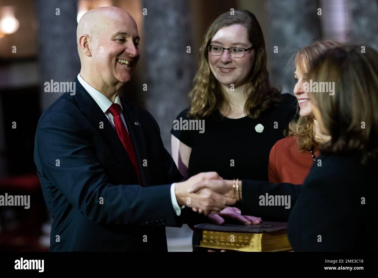 Senator Pete Ricketts (R-NE) during a ceremonial swearing-in photo ...