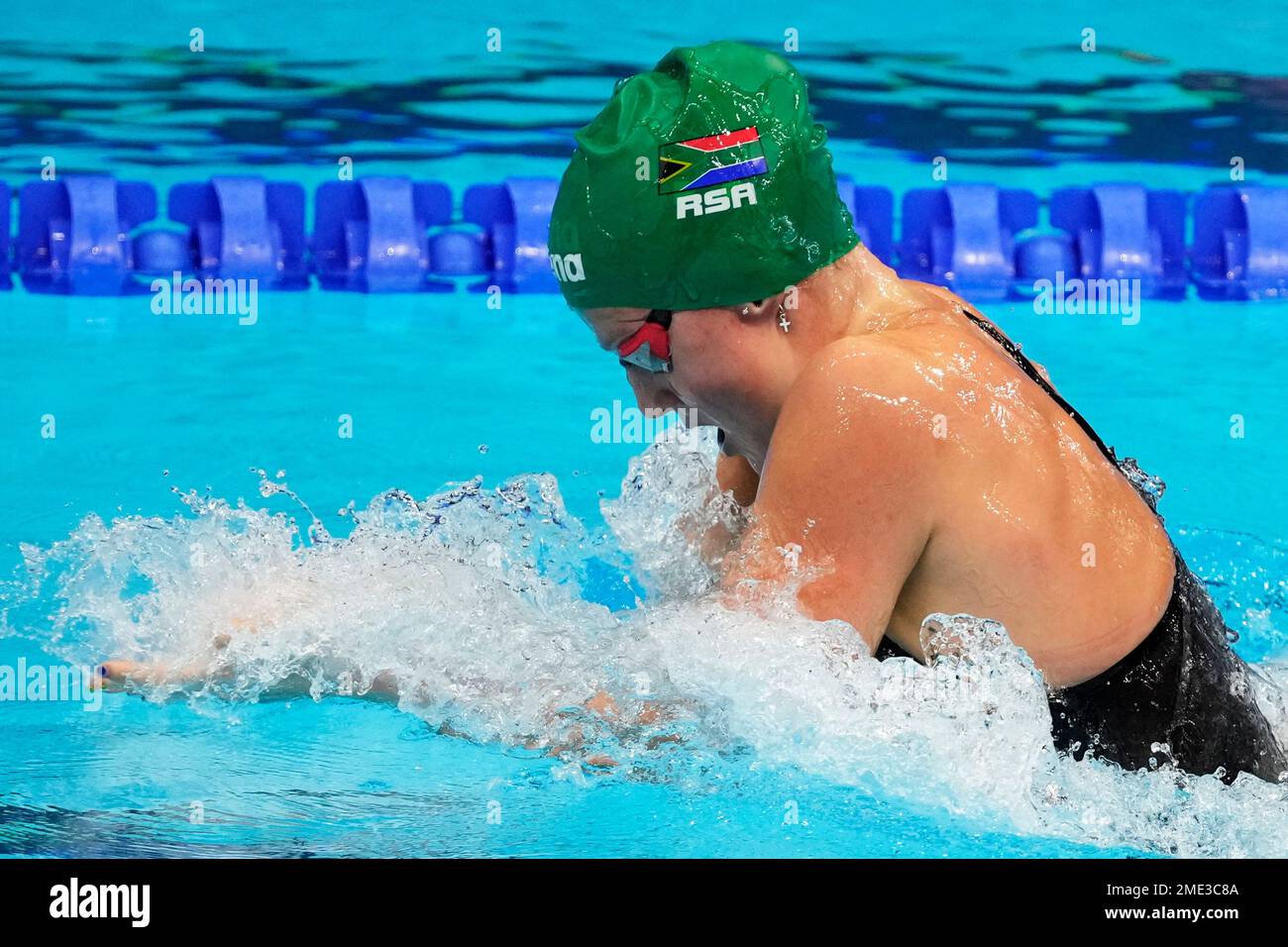 Kaylene Corbett, of South Africa, swims in a heat in the women's 200 ...