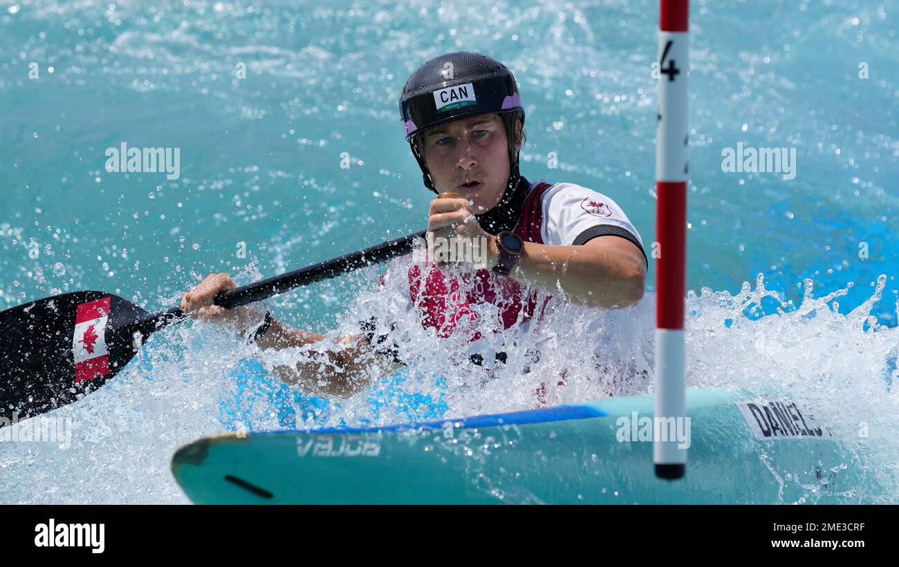 Haley Daniels of Canada competes in the Women's C1 heats of the Canoe ...