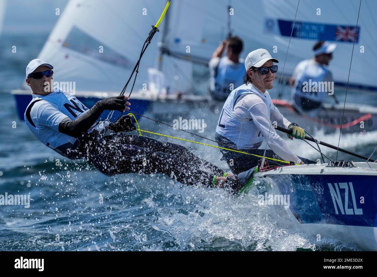 New Zealand's Dan Willcox and Paul Snow-Hansen compete during the 470 ...