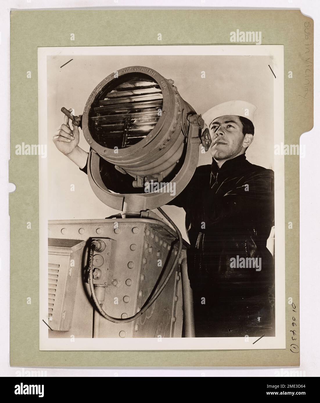 Coast Guard Signalman Flashes a Message in Code on a Blinker Light. Sub ...