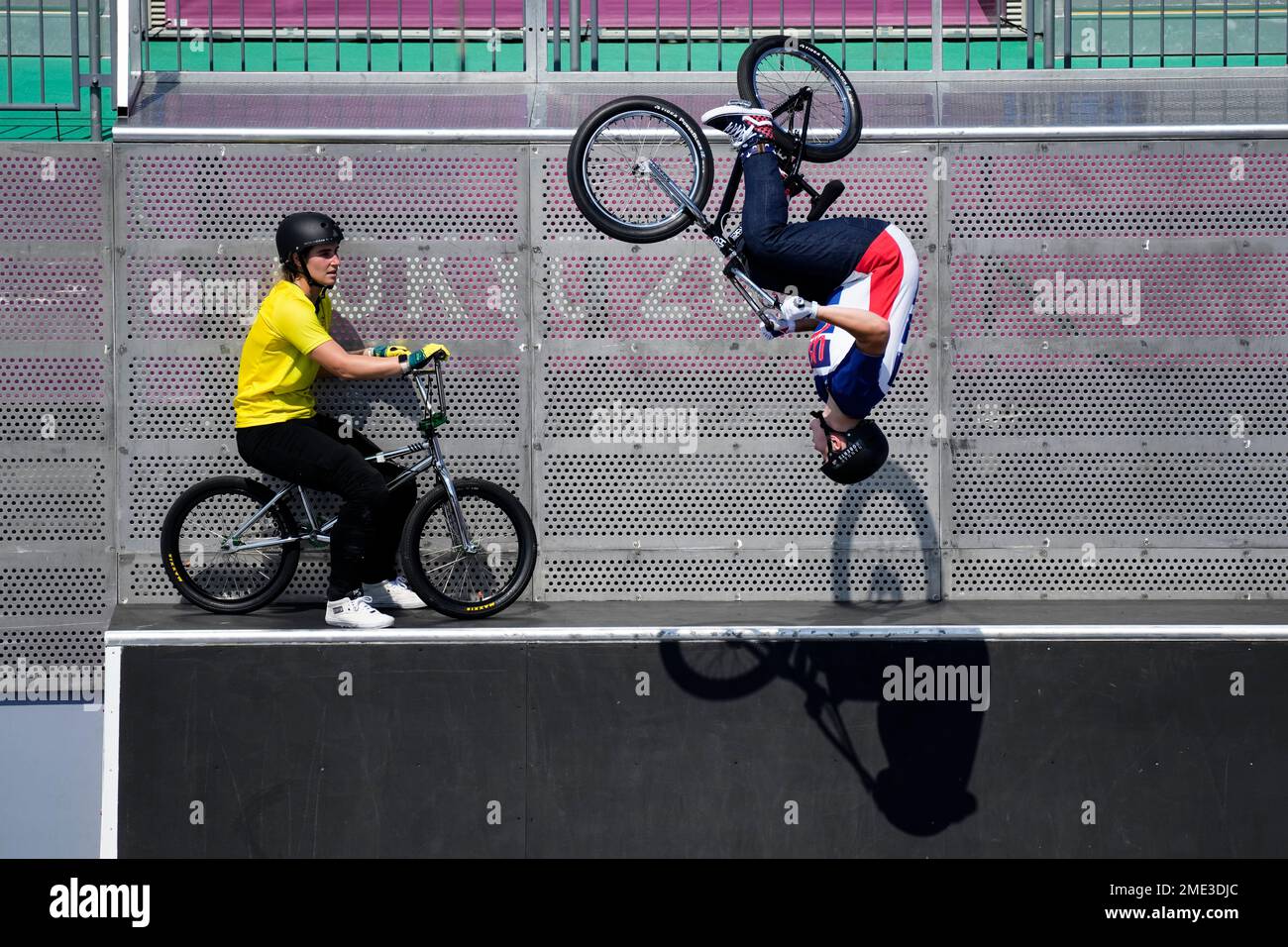 Natalya Diehm of Australia, left, watches as Hannah Roberts of the ...