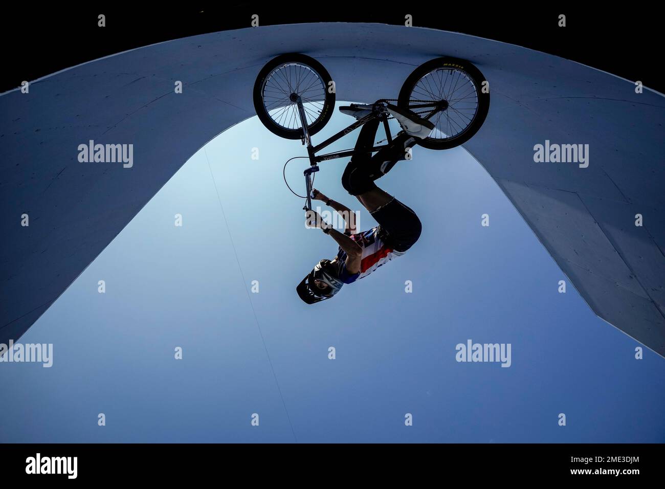 Chelsea Wolfe of the United States rides horizontally on the side wall ...