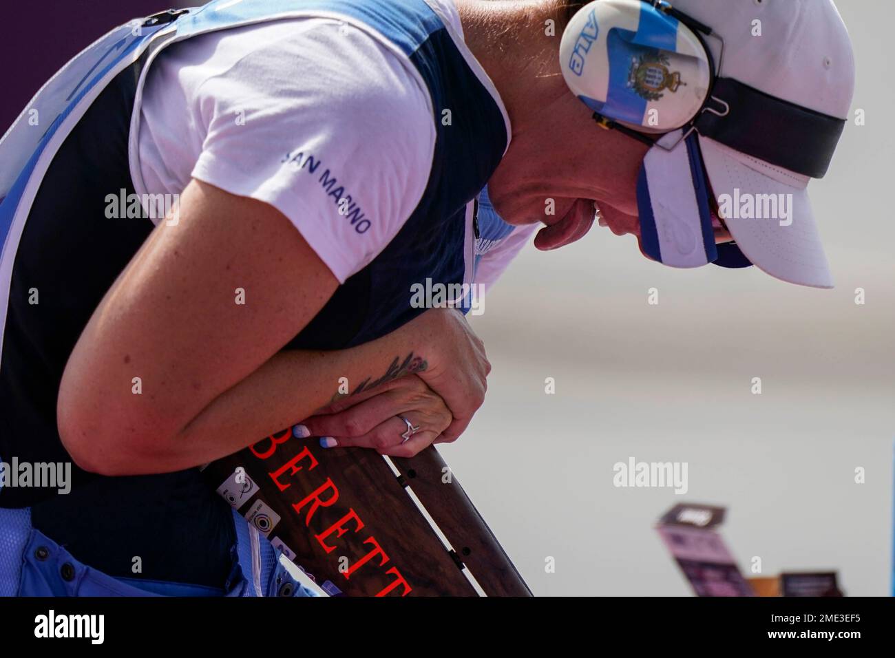 Alessandra Perilli, of San Marino, reacts after competing in the women ...