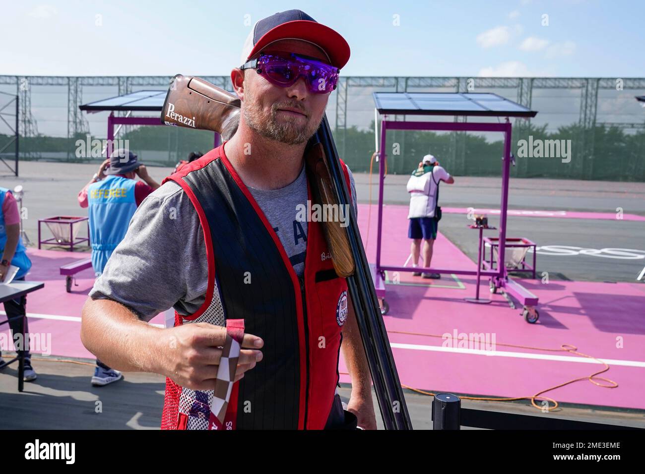 Brian Burrows, of the United States, smiles after competing in the men ...