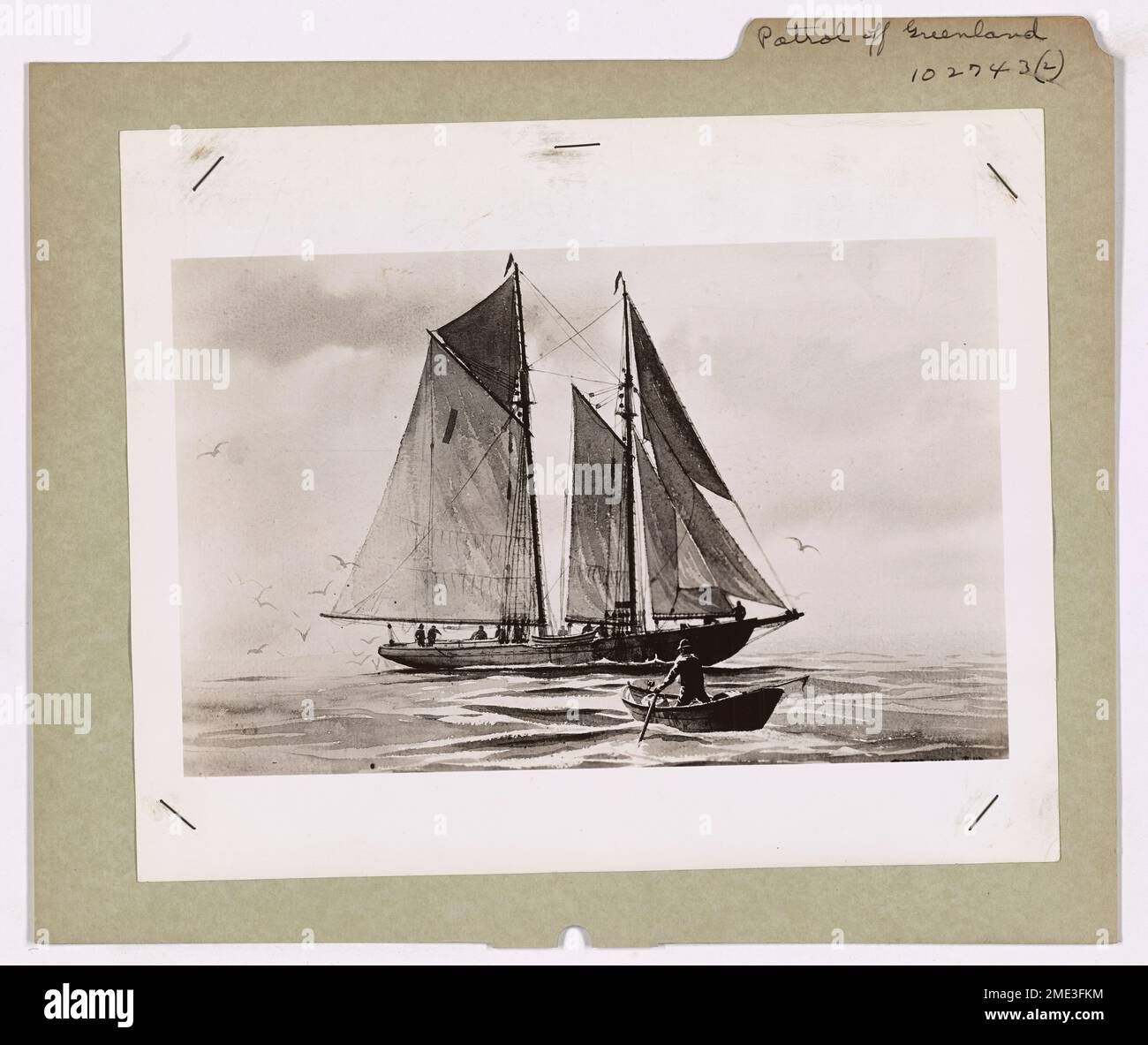 This artwork by Hunter Wood depicts a Gloucester fishing schooner on ...