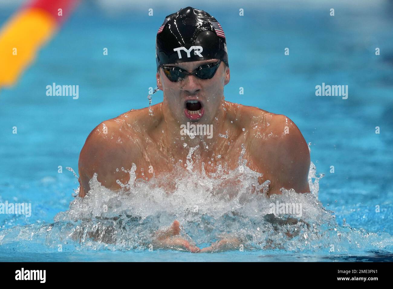 Nic Fink of the United States swims in a men's 200-meter breaststroke ...