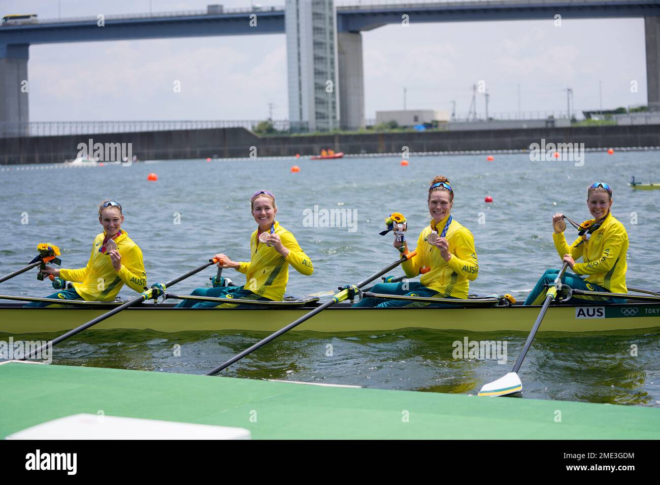 Bronze medalists Ria Thompson, Rowena Meredith, Harriet Hudson and ...