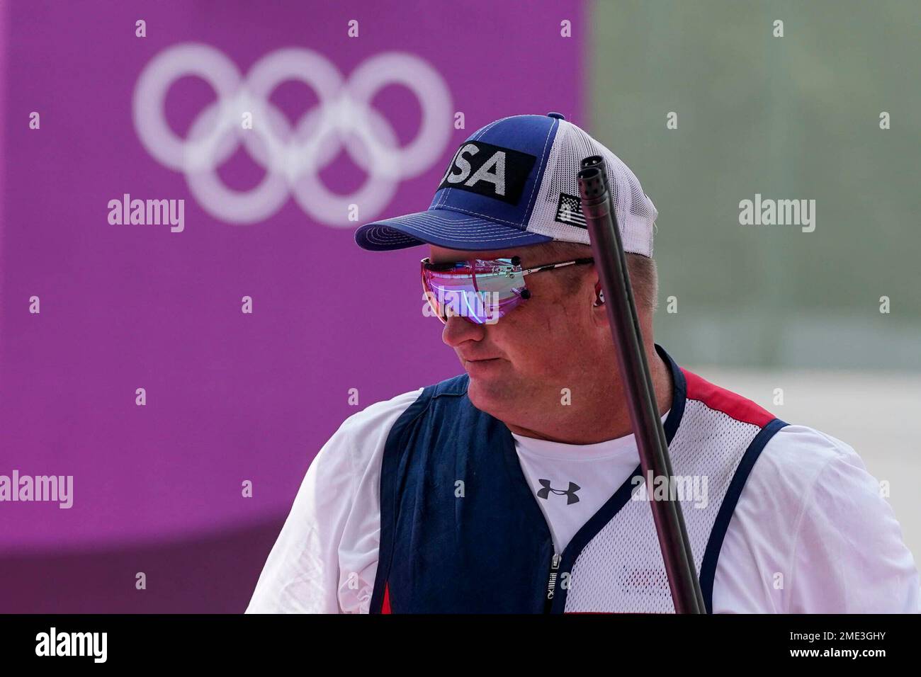 Derrick Scott Mein, of the United States, competes in the men's trap at ...