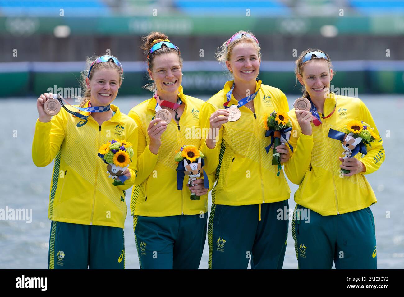 Bronze medalists Ria Thompson, Rowena Meredith, Harriet Hudson and ...
